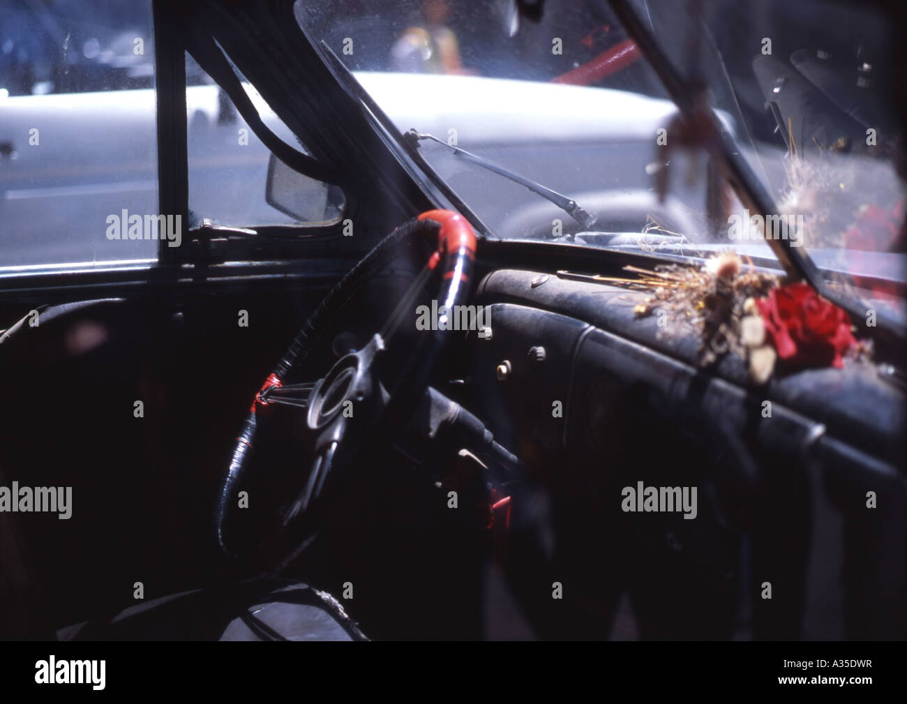 Old classic Morris car interior Montevideo Uruguay Stock Photo - Alamy