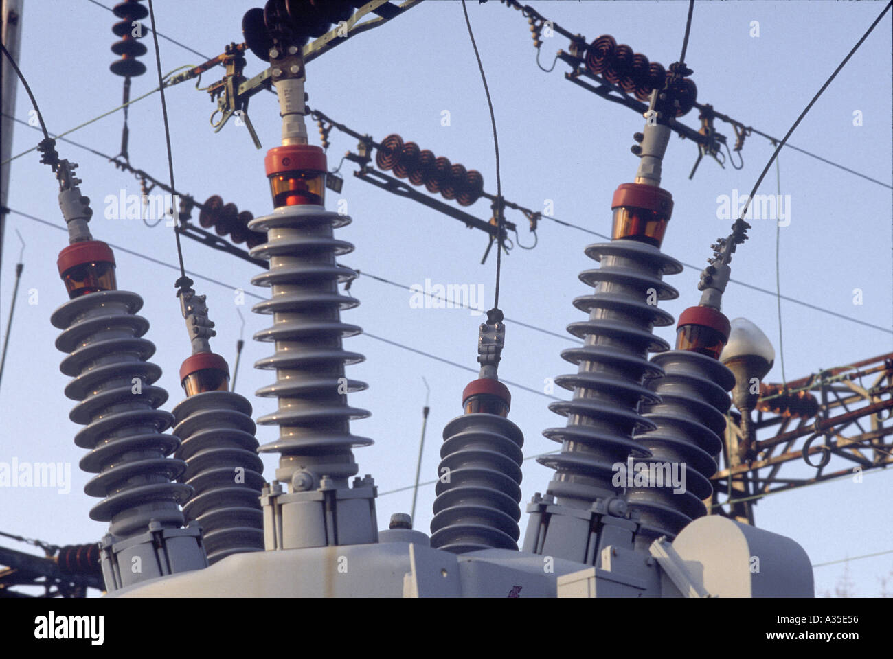 Electrical insulators atop a transformer Stock Photo - Alamy
