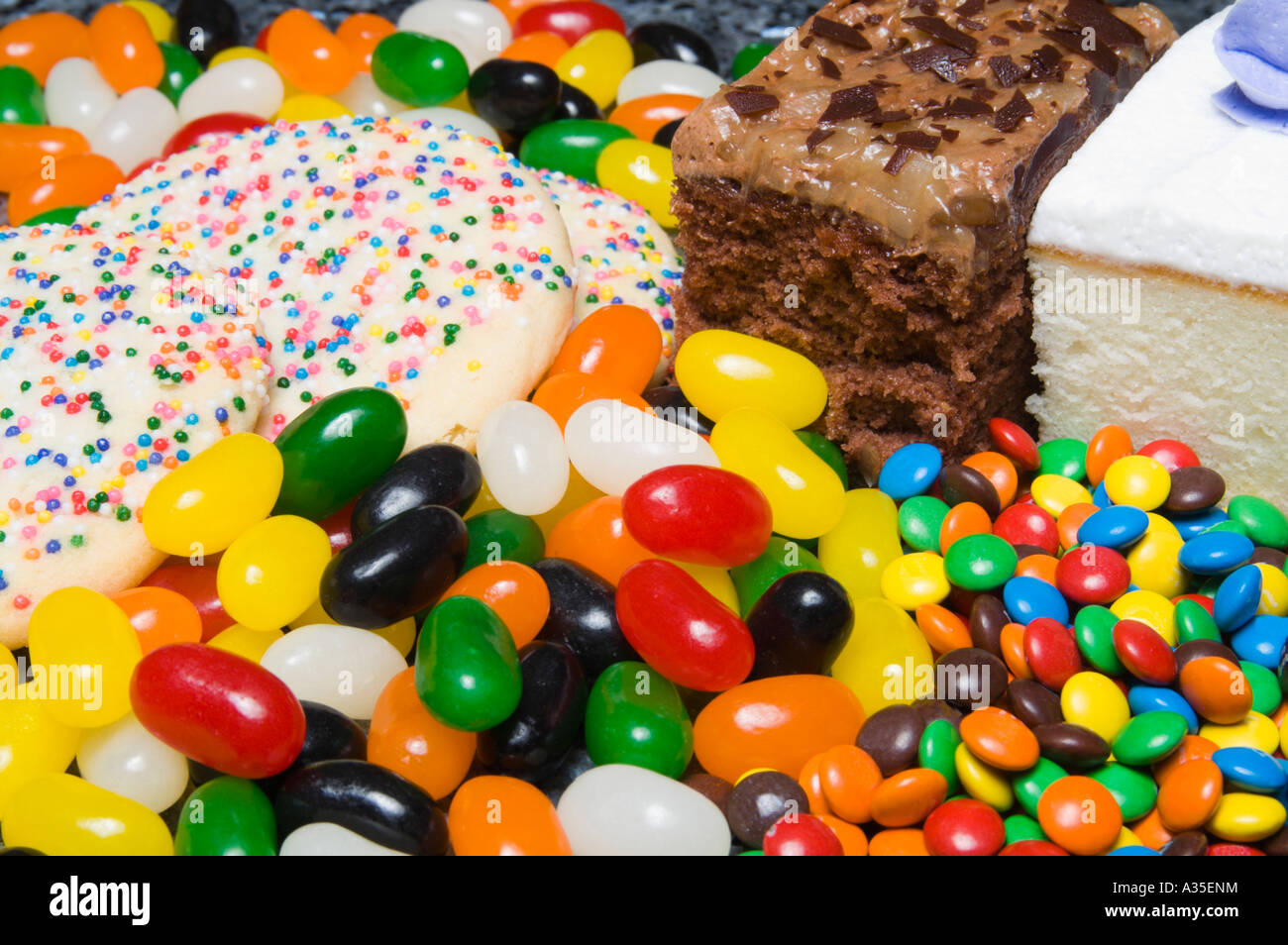 assorted sugar laden sweets Stock Photo - Alamy