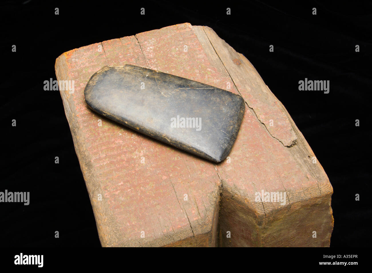native american stone hand ax blade Stock Photo - Alamy