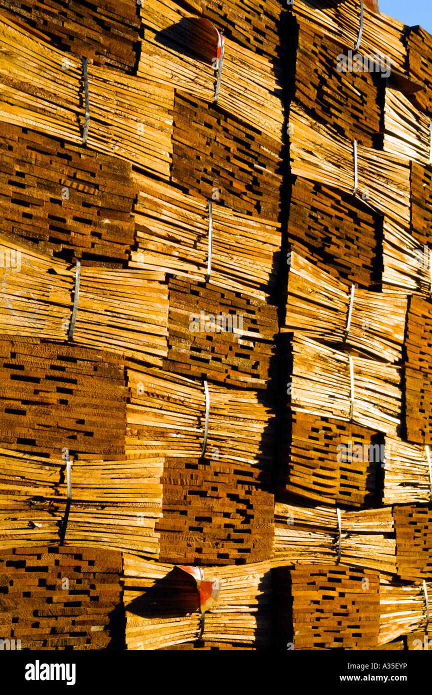stacked bundles of cedar wood shingles Stock Photo - Alamy