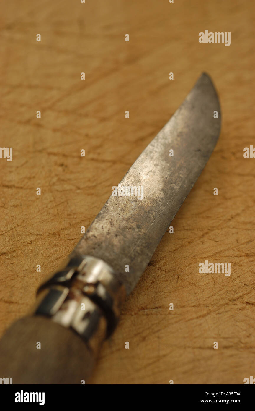 Open blade of an old Opinel Stock Photo - Alamy