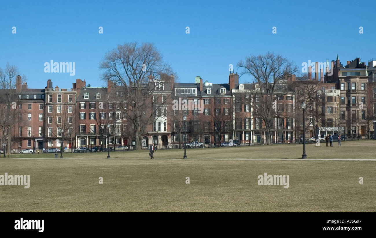A view of Beacon Street from Boston Common Stock Photo - Alamy