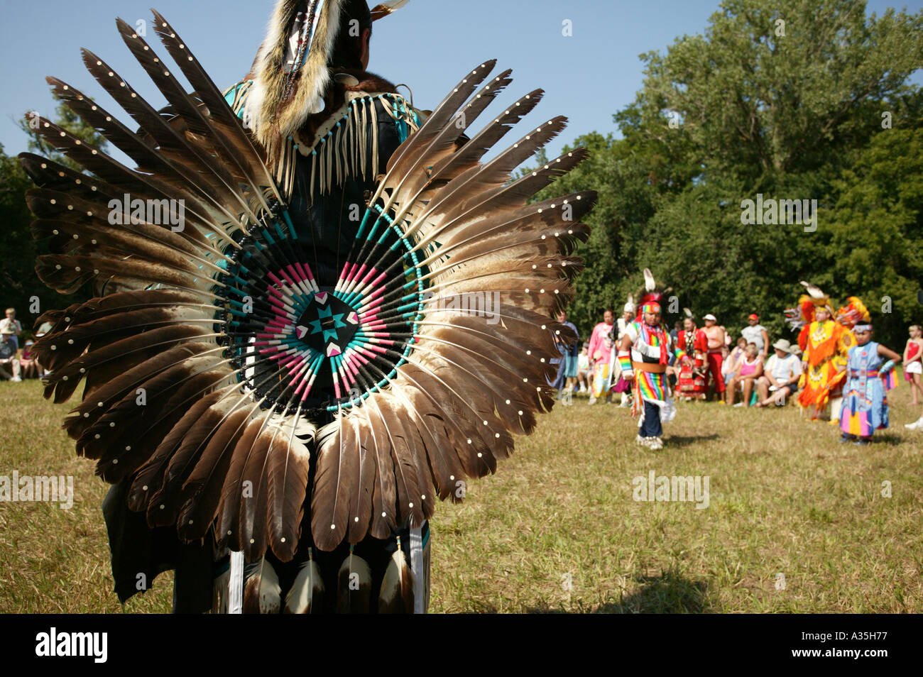 Native American feathered tribal dance costume demonstration at the ...