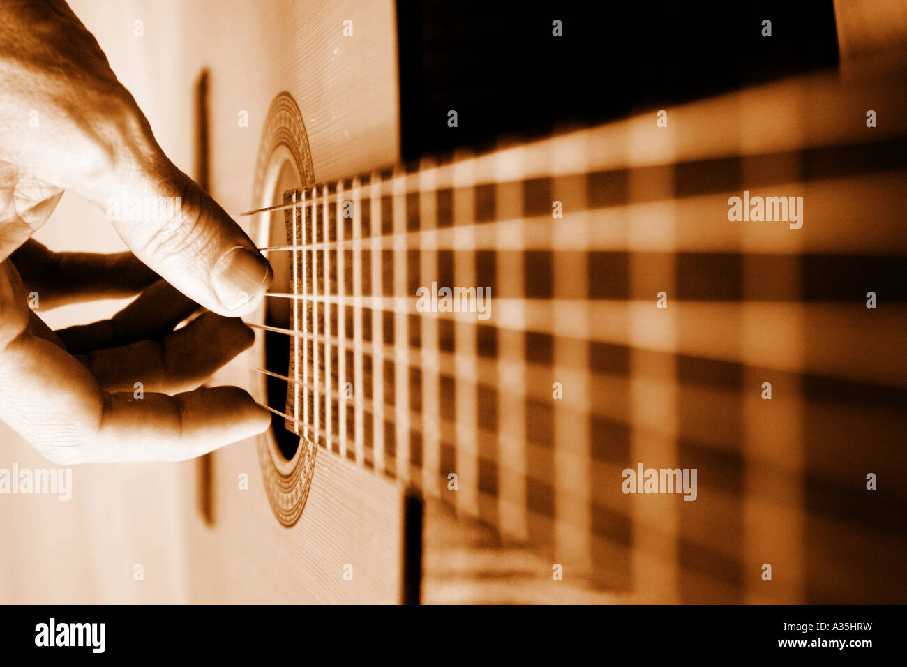 acoustic guitar closeup with strings Stock Photo - Alamy