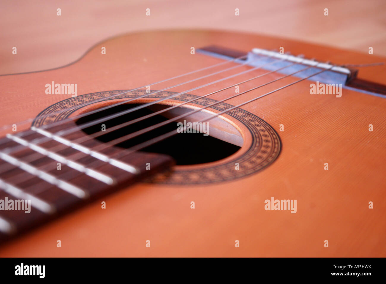 acoustic guitar closeup with strings Stock Photo - Alamy