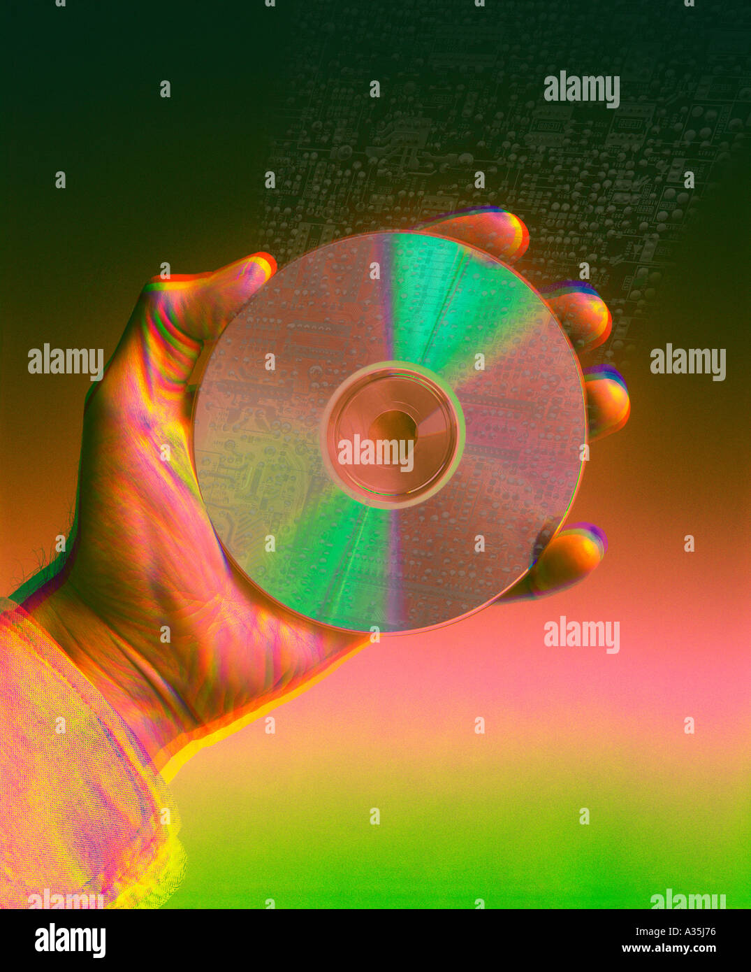 Compact disc CD and hand Stock Photo - Alamy