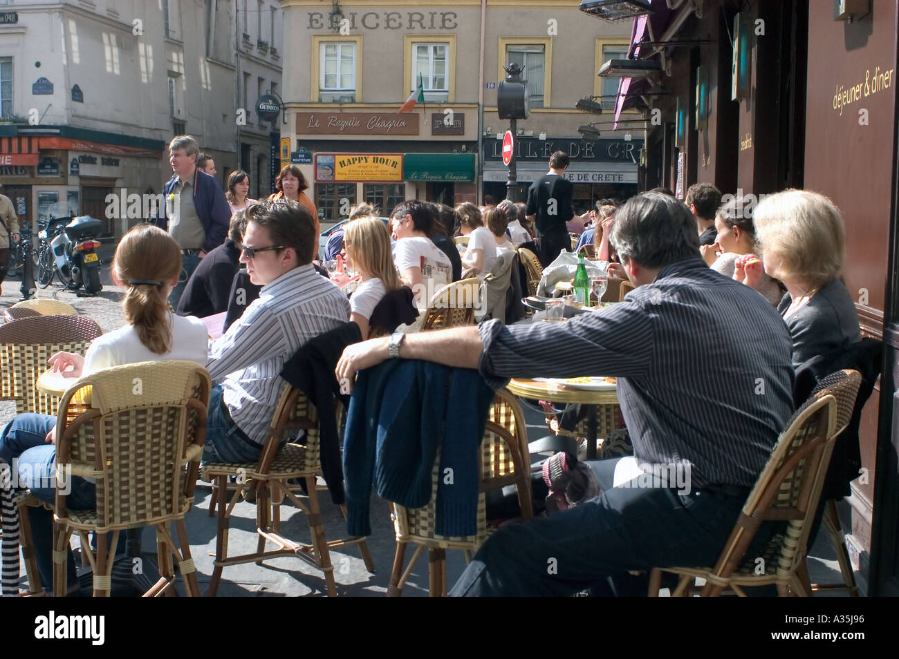 Paris France, Crowd people Relaxing, Parisian street café scene ...