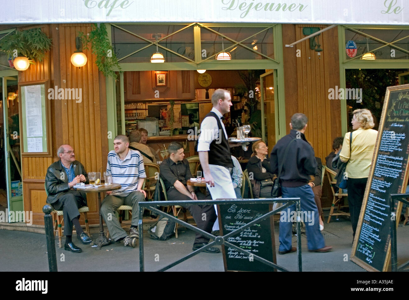 Paris France, People on SIDEWALK terrace Outside Paris Cafe, French ...