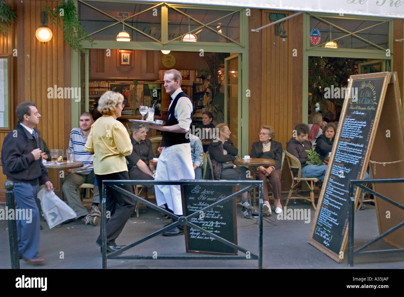 Paris France, French Cafe, Outdoor, "Cafe Pre aux Clercs", Waiter ...