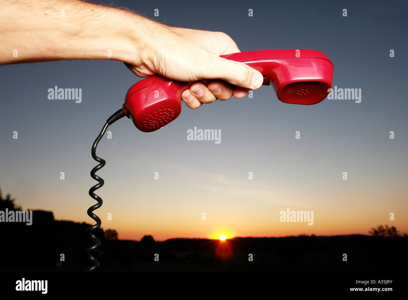 red phone landscape communicate communication call Stock Photo - Alamy