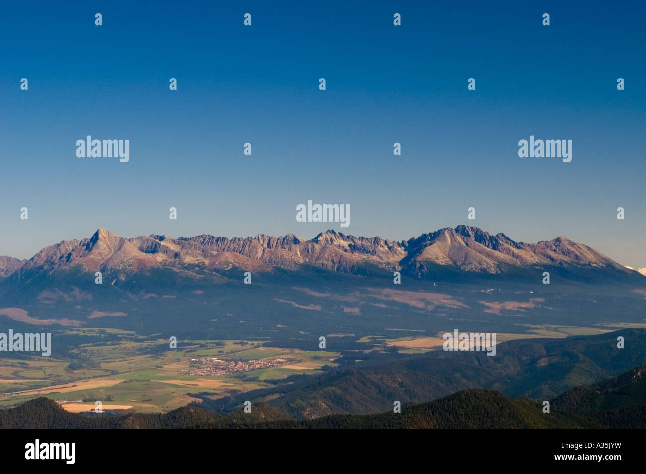 The ridge of High Tatras with the mt Krivan peak in the center as seen ...