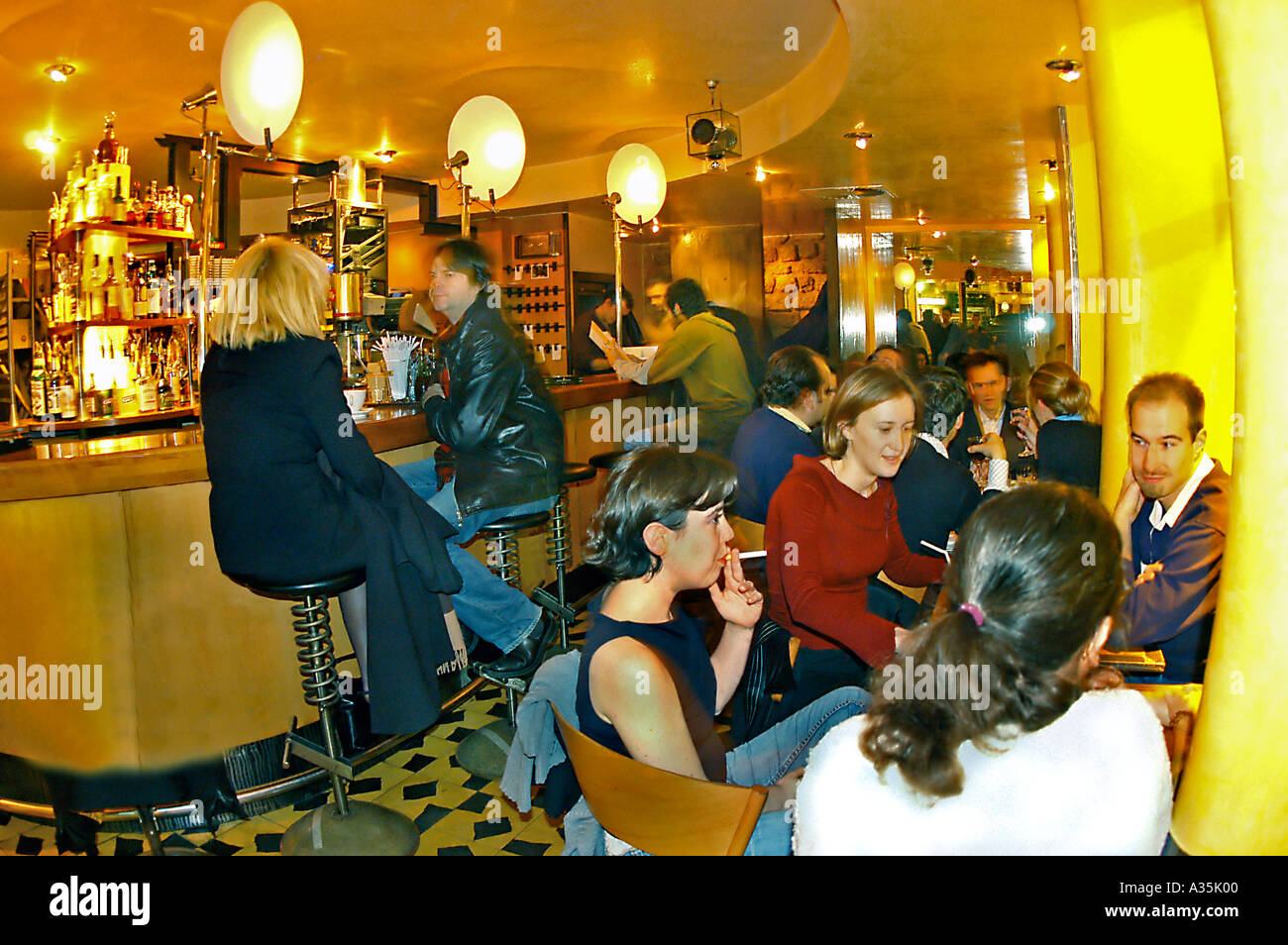 PARIS France, Adults Chatting in Trendy Bar "L'Endroit" in Batignolles ...