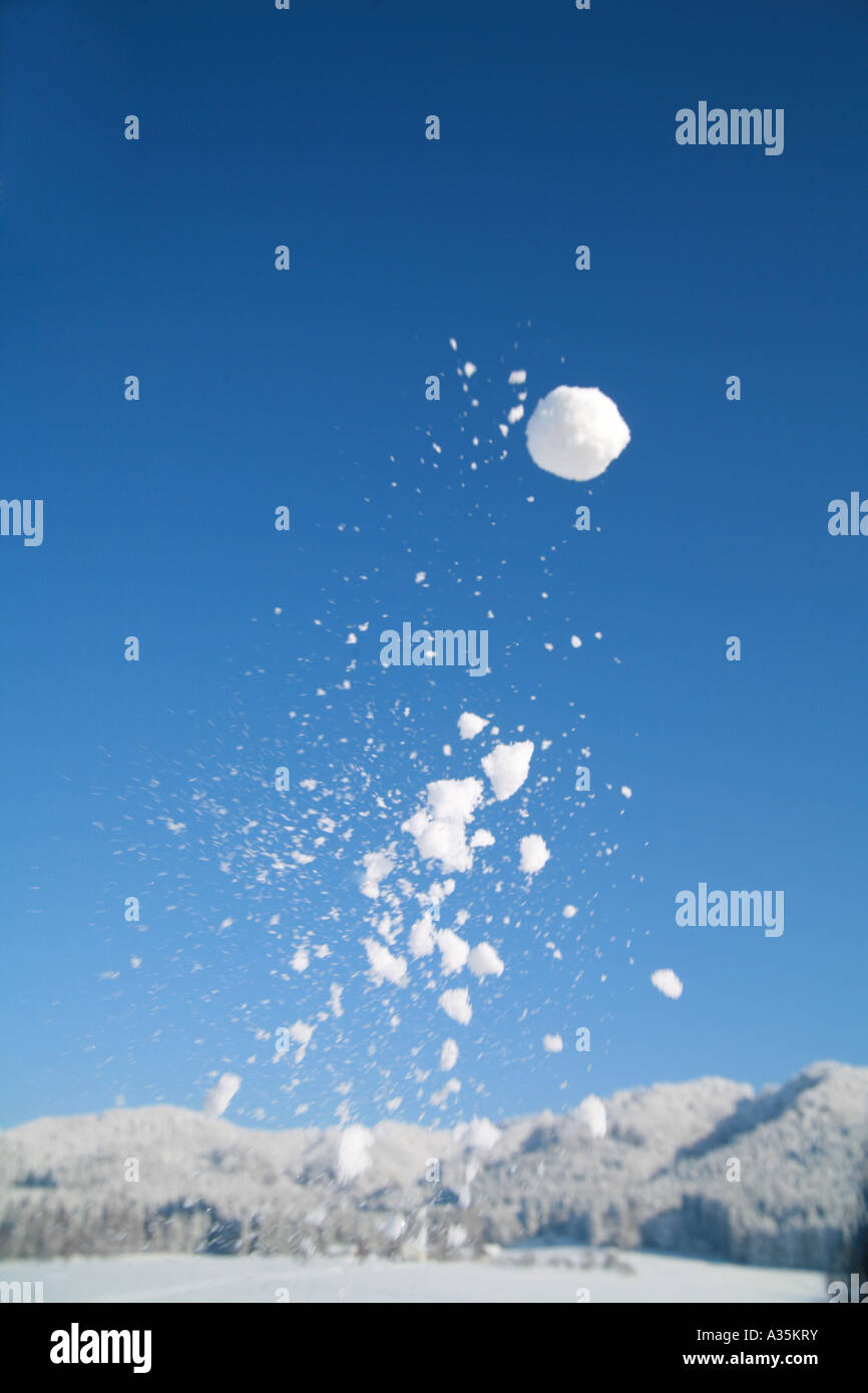 happy snowball fight in wintertime Stock Photo - Alamy