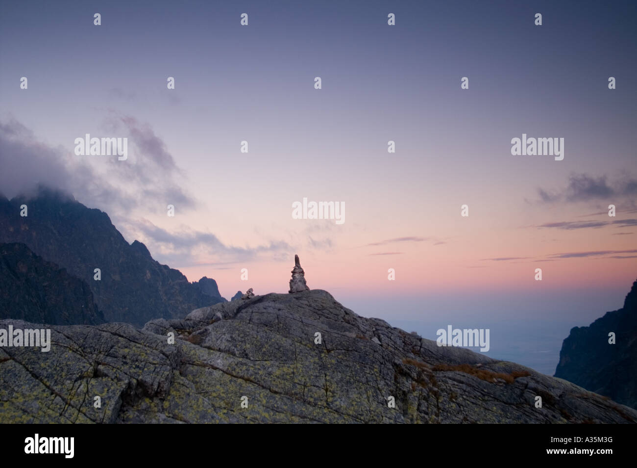 Mountain scenery at dusk Stock Photo - Alamy