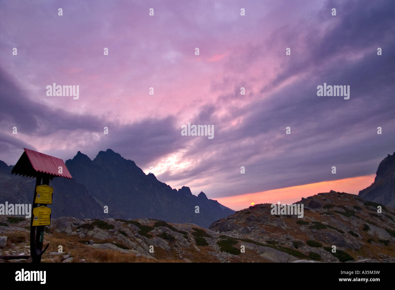 breathtaking sunrise in the mountains Stock Photo - Alamy
