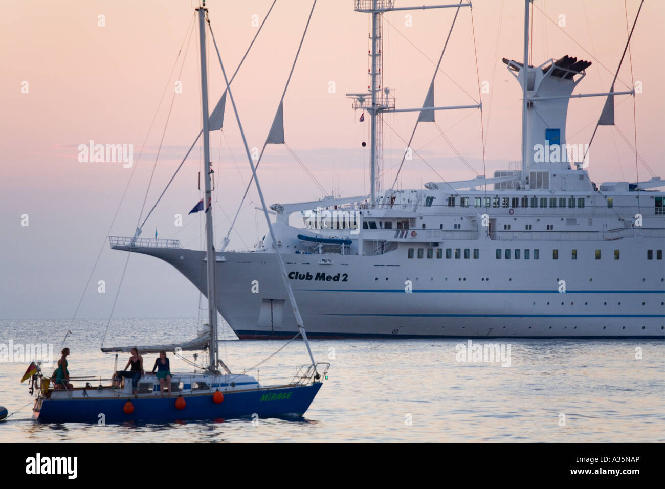 Modern passenger cruiser liner ship Wind surf of mixed propulsion and ...
