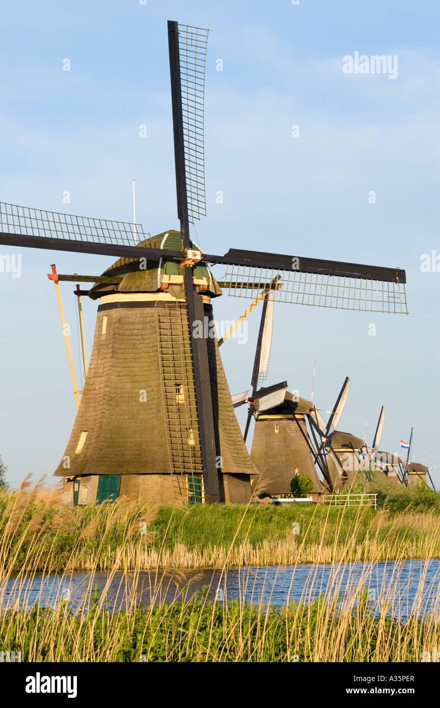 Typical Dutch windmills in the village Kinderdijk Stock Photo - Alamy