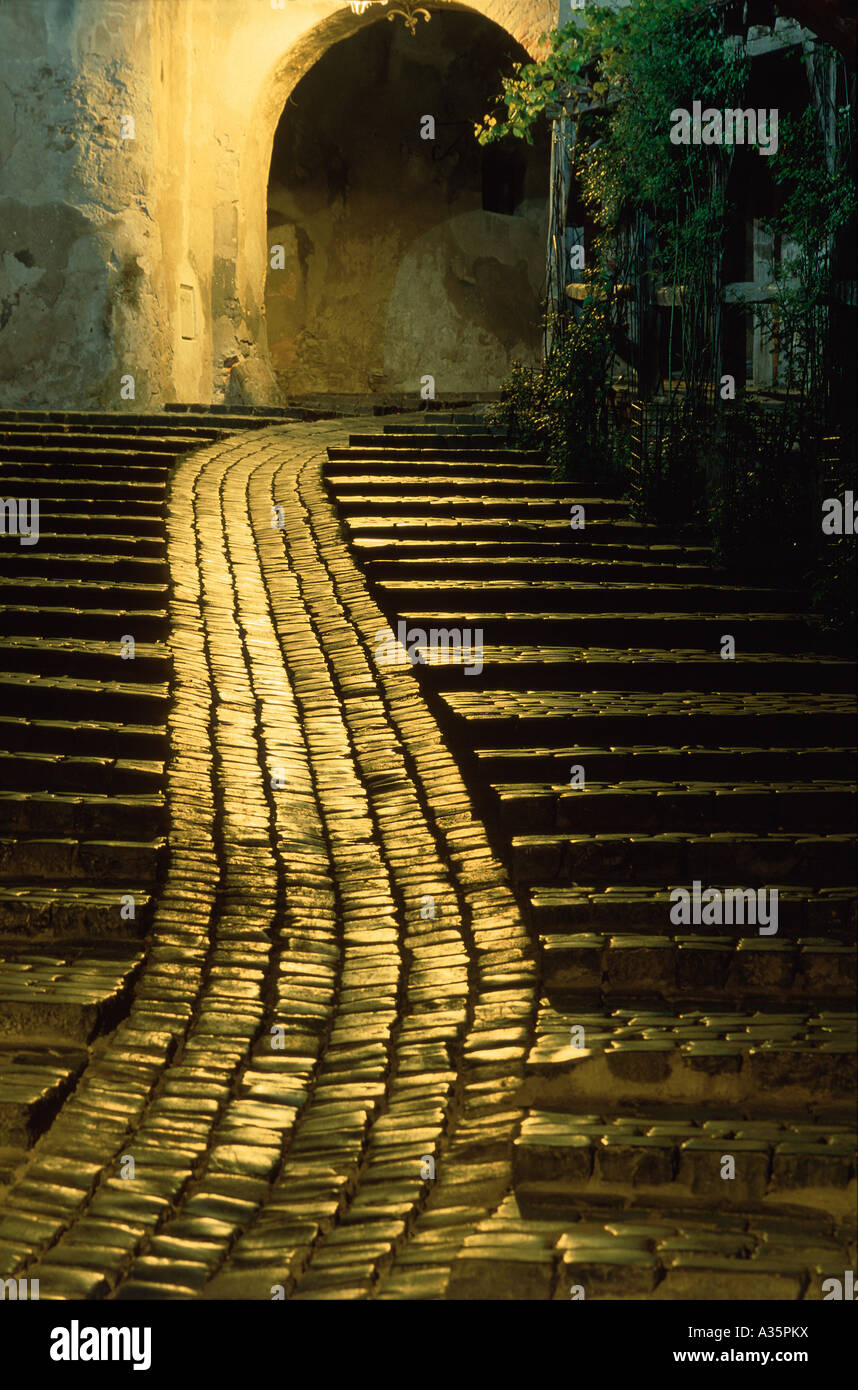 mystical stairs in the old town of Sighisoara, Romania Stock Photo - Alamy