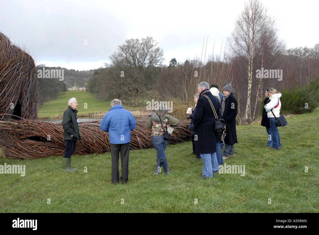 Bryce Reynard at the Big Willow basketry sculpture by Patrick Dougherty ...