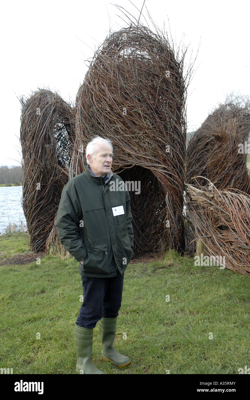 Bryce Reynard at the Big Willow basketry sculpture by Patrick Dougherty ...