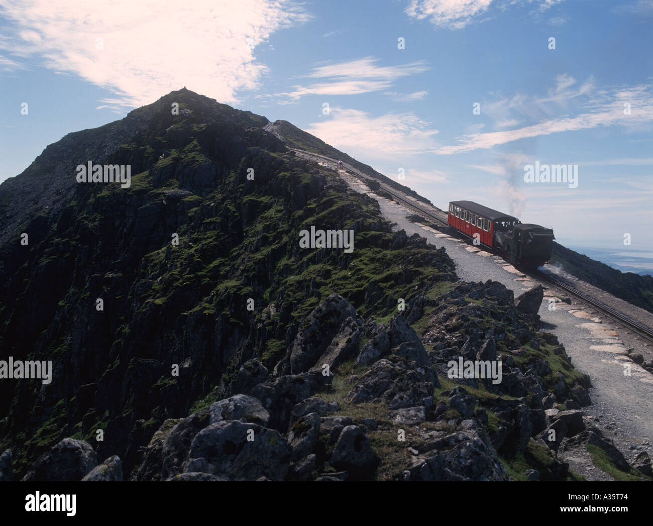Train Approaching Summit Snowdon Mountain Railway Snowdonia North West ...