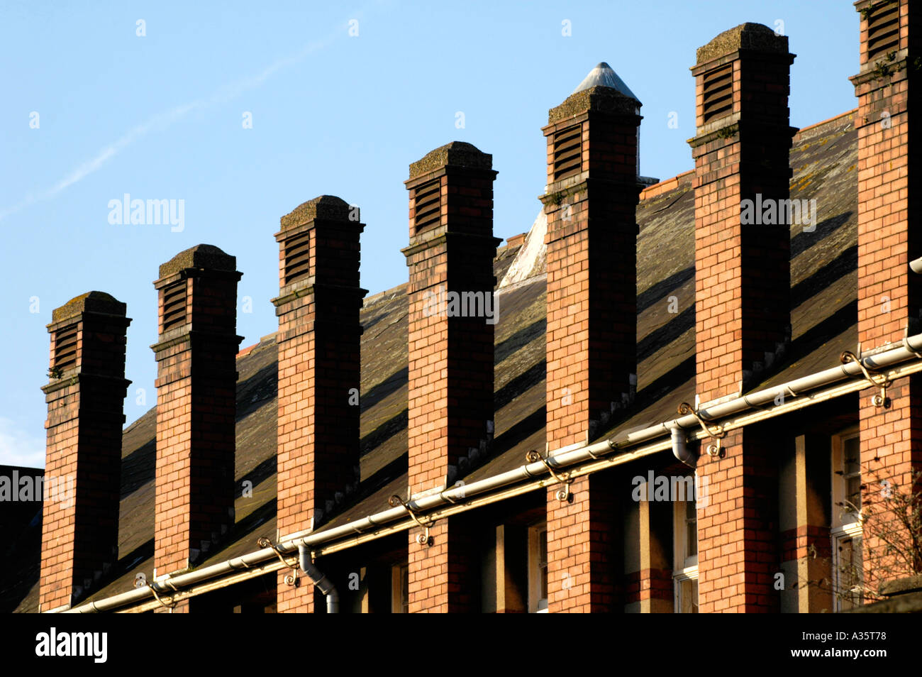 Old chimneys on former Royal Hamadryad Hospital at Cardiff Bay in early ...