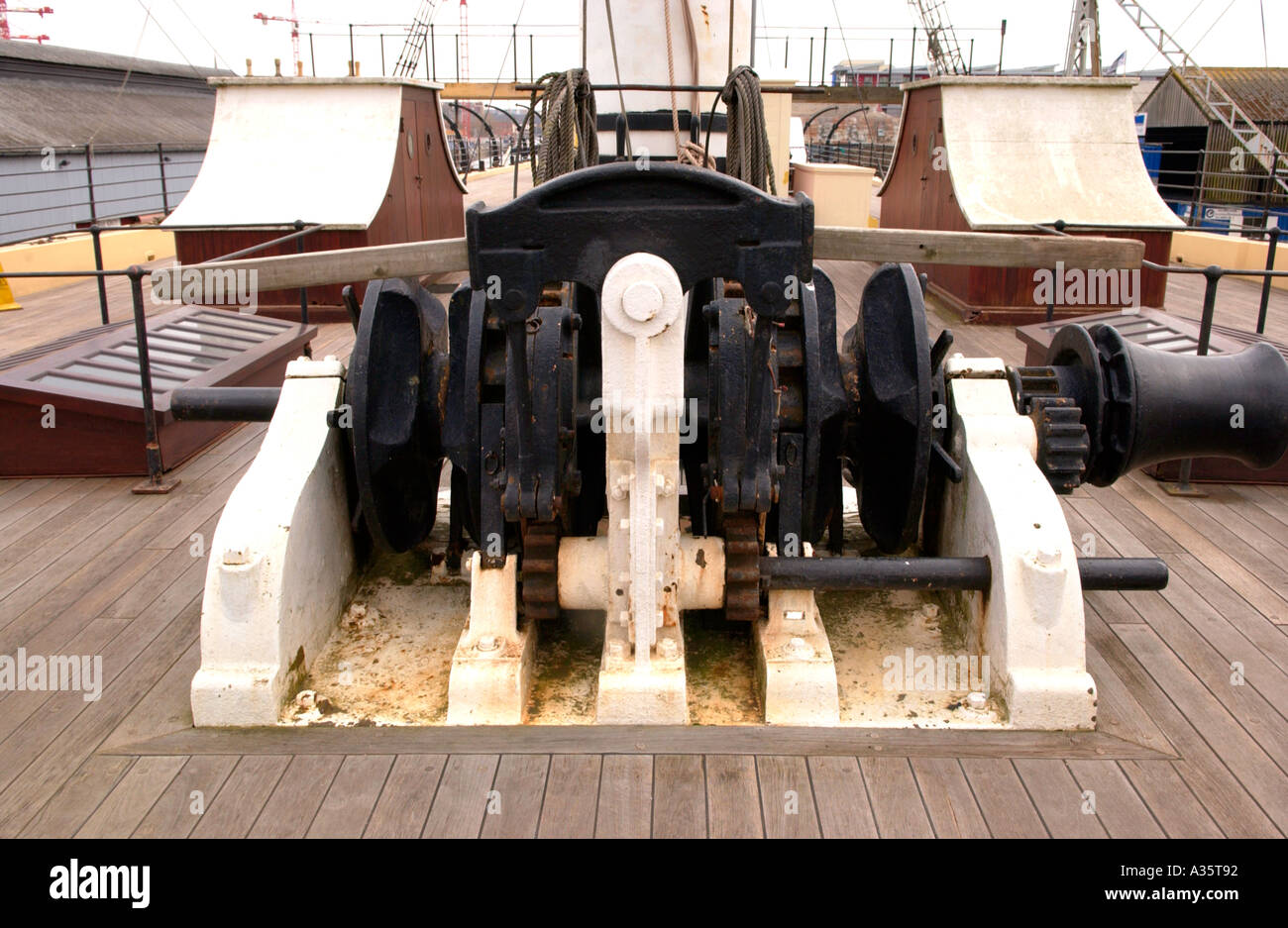 Winch on the deck of the SS Great Britain built by Victorian engineer ...