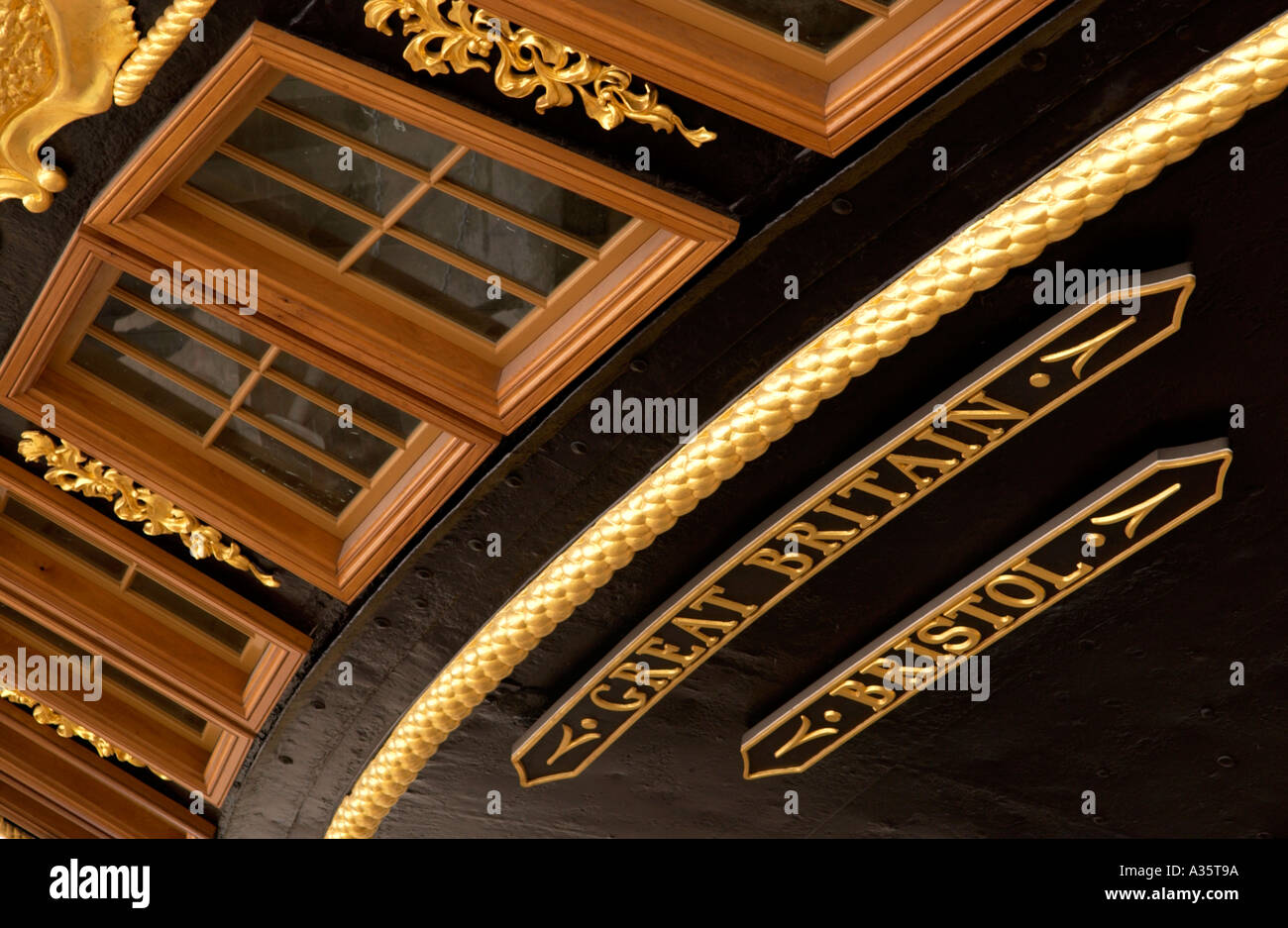 Ornate stern detail of SS Great Britain built by Victorian engineer ...