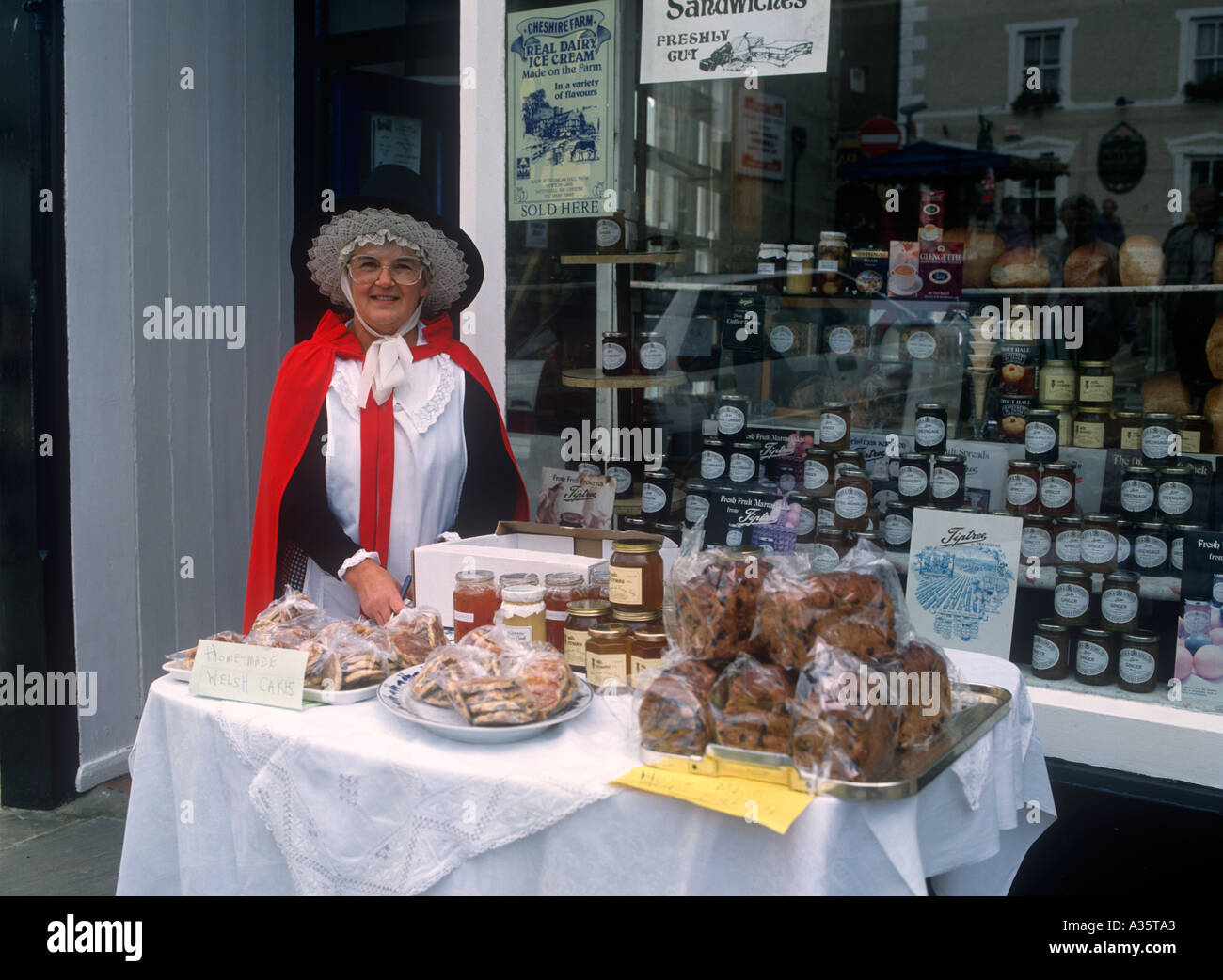Woman in Traditional Welsh Costume Honey Fair Conwy North West Wales ...