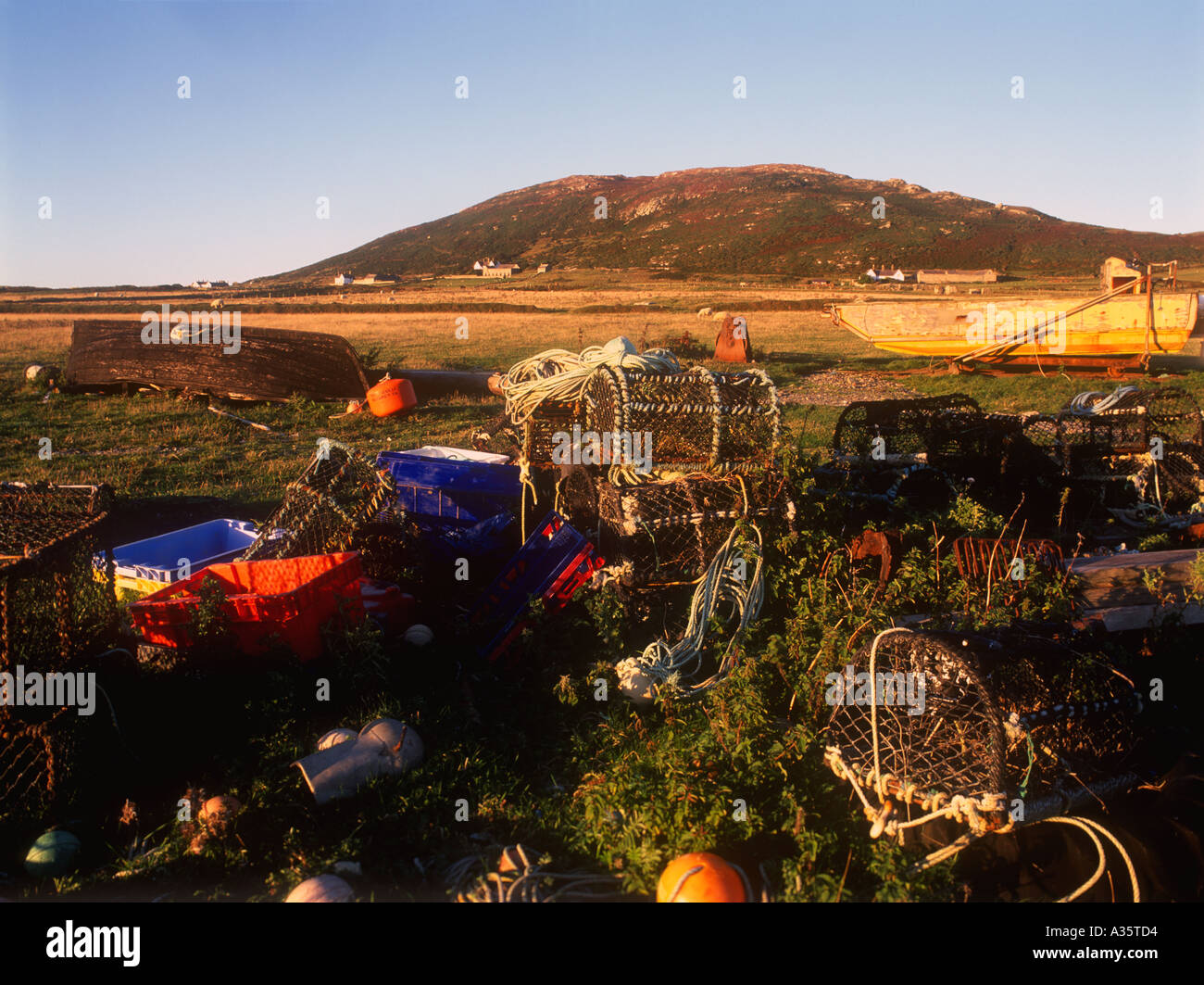 Lobster and Cray Pots Bardsey Island Lleyn Peninsular North West Wales ...