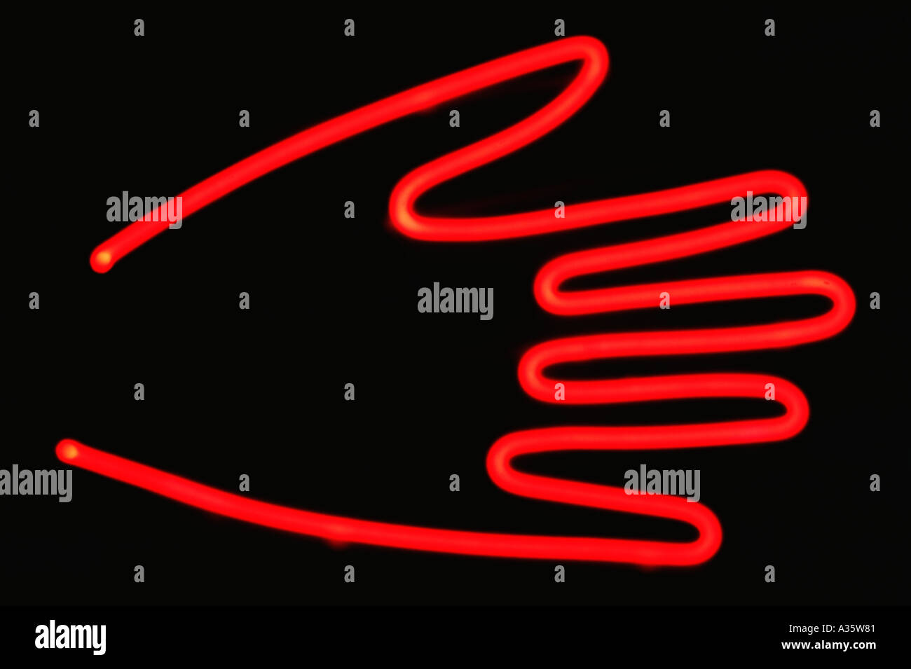 Urban Symbols Red Neon Hand Stock Photo - Alamy