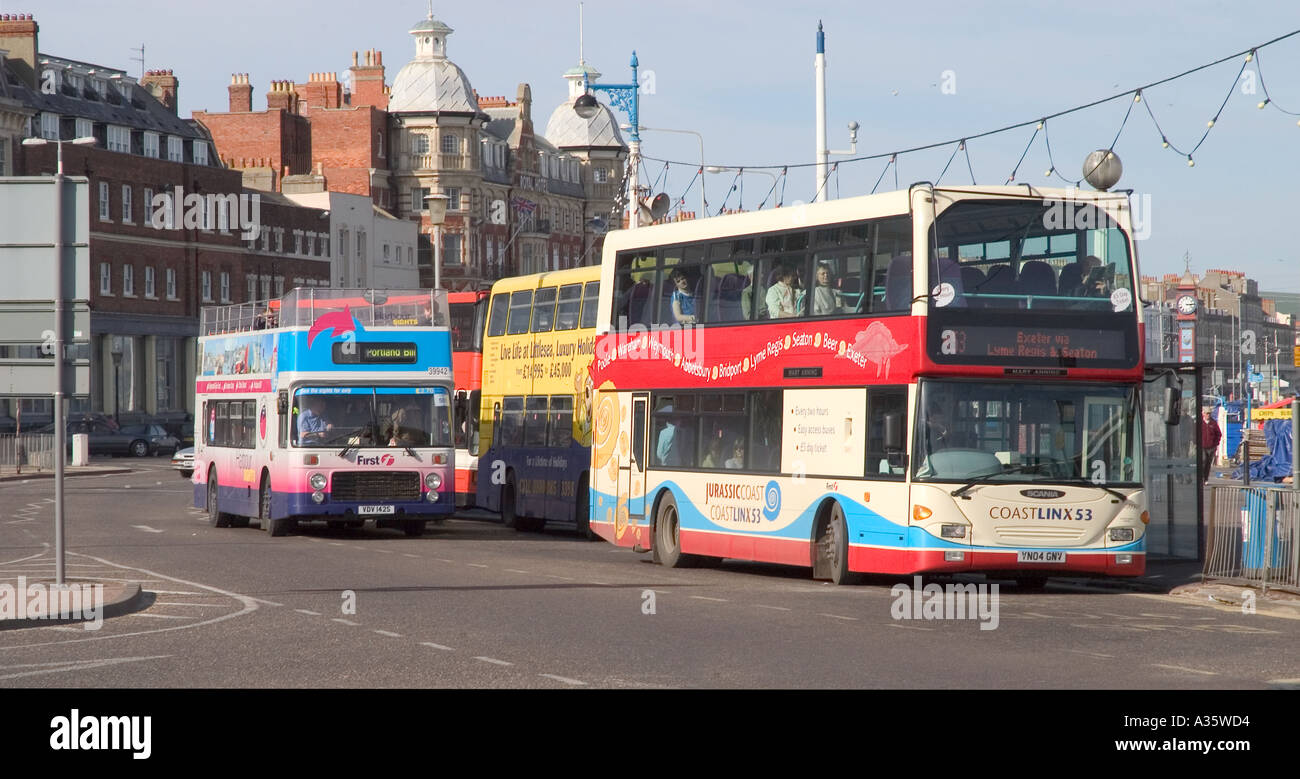 holiday buses on the coast road at Weymouth Stock Photo - Alamy
