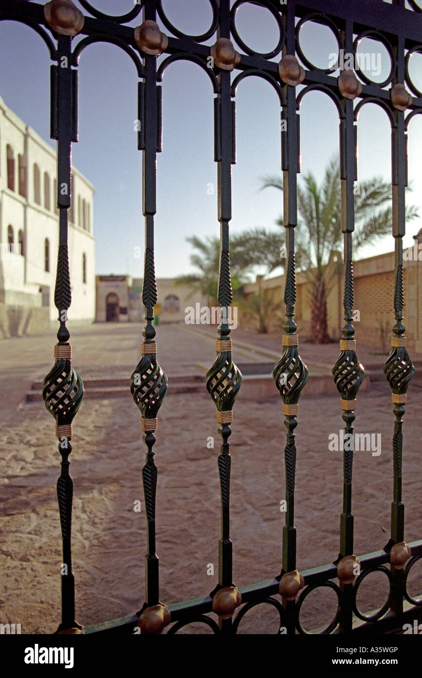 A decorative gate to a compound near the waterfront in Bushehr, Iran ...