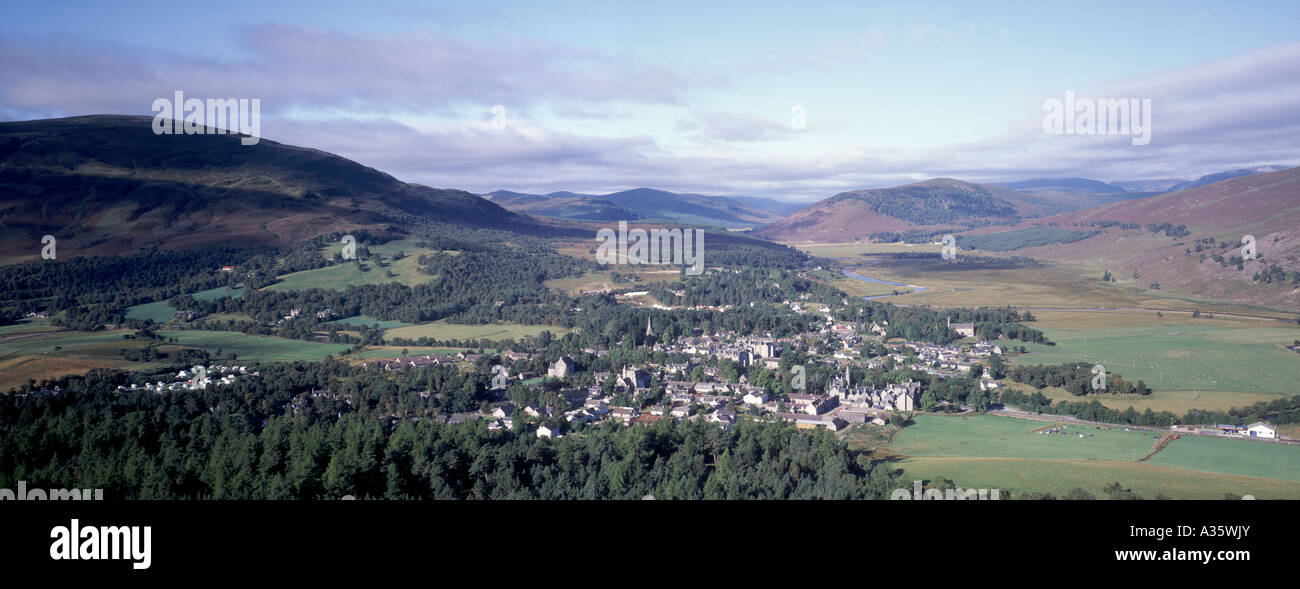 Braemar Village from the Lion's Crag, Royal Deeside. Aberdeenshire ...