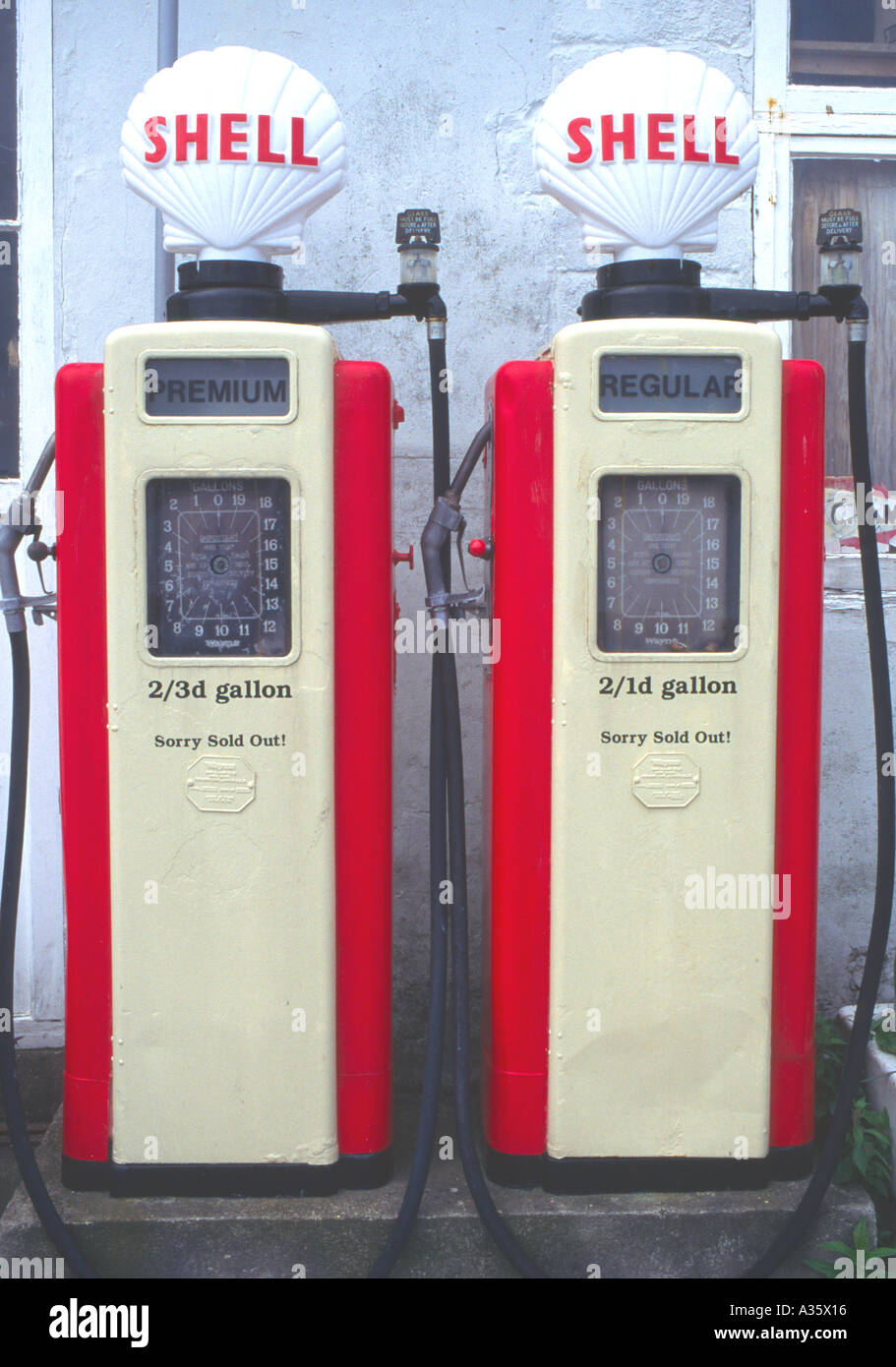 Old Shell petrol pumps Stock Photo - Alamy