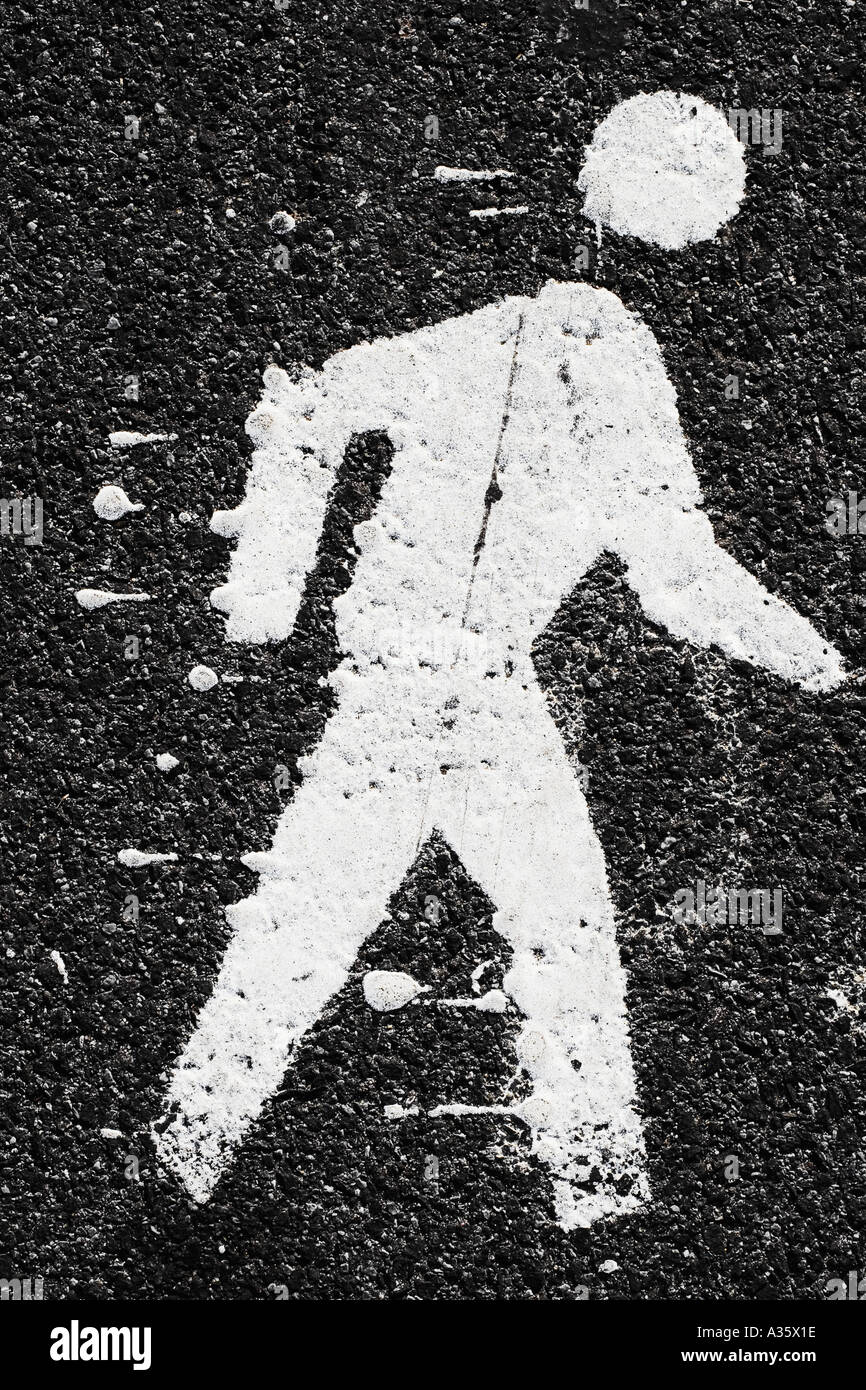 Sidewalk Symbol Of Man Running New York City Stock Photo - Alamy