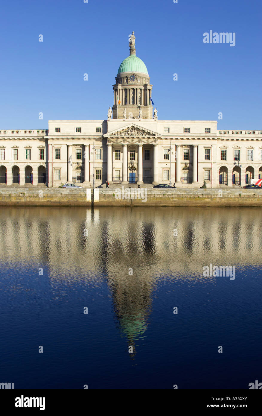 The Custom House reflected in the River Liffey first of dublins public ...