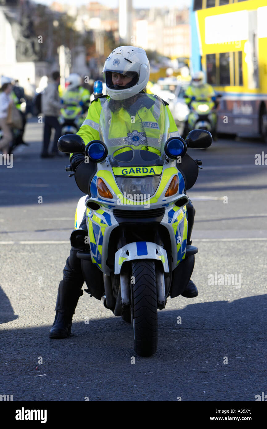 garda siochana irish police force traffic police cop on motorbike with ...
