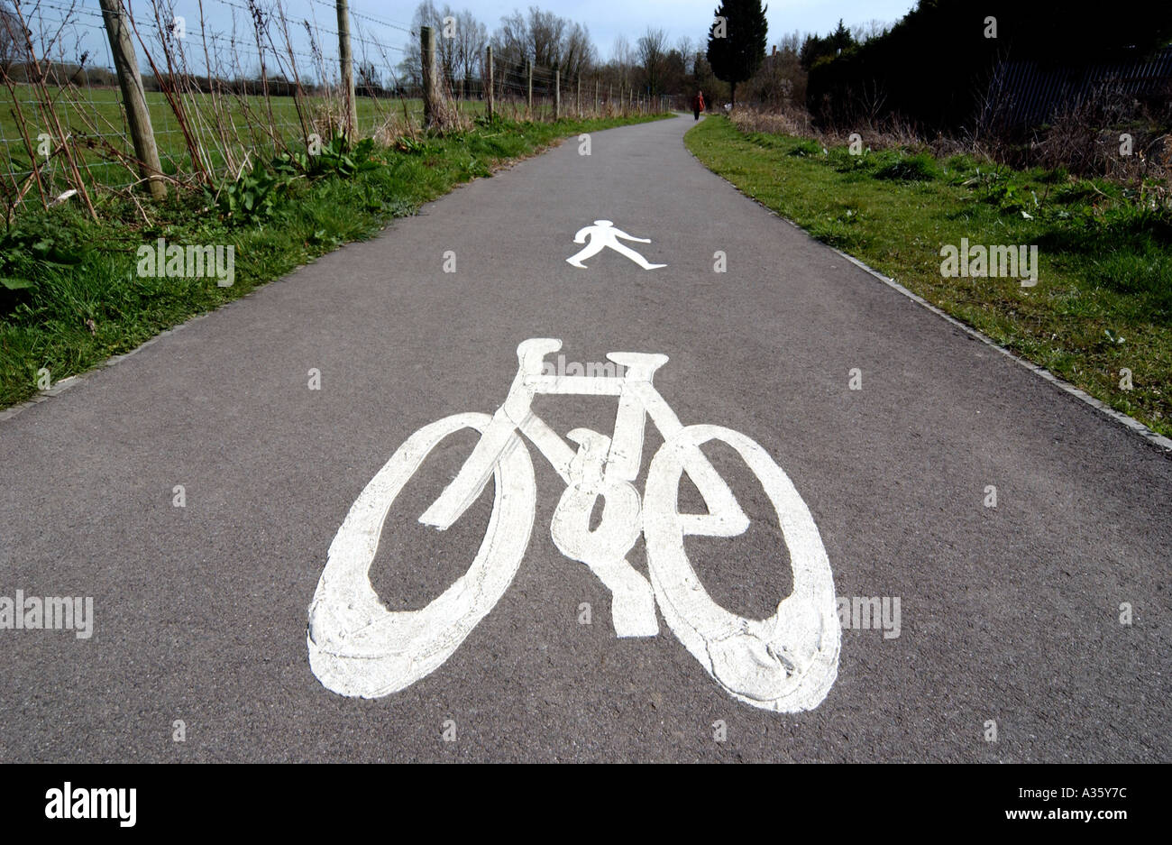 Cycle path and sign Stock Photo - Alamy