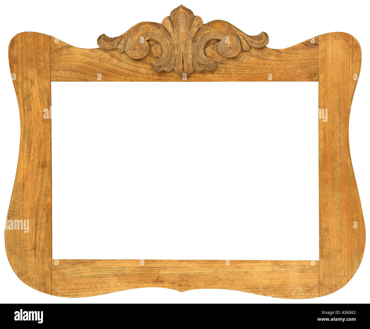 A horizontal rectangular natural ornate light brown stained decorative ...