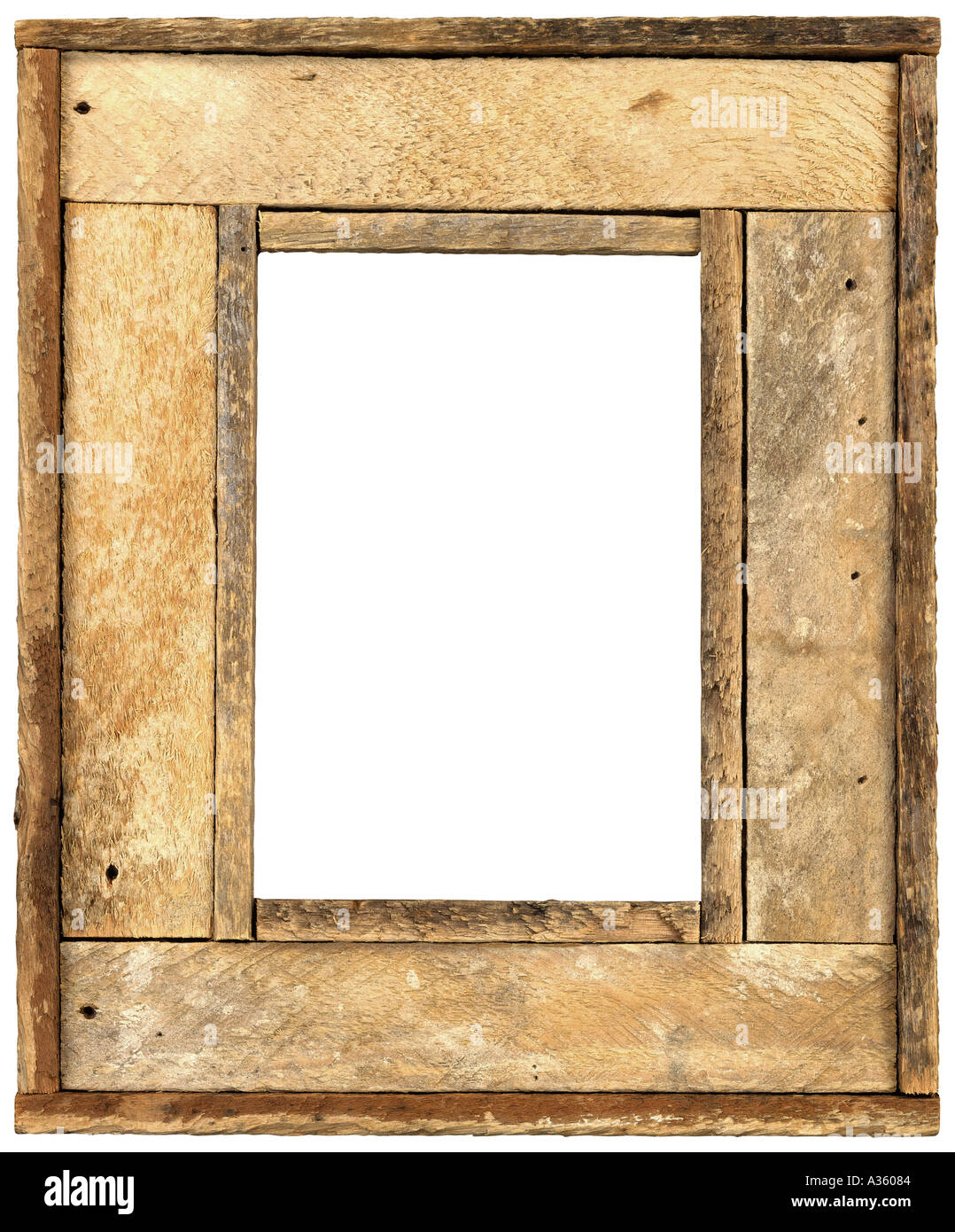 A vertical rectangular rustic rough weathered natural wooden frame with ...