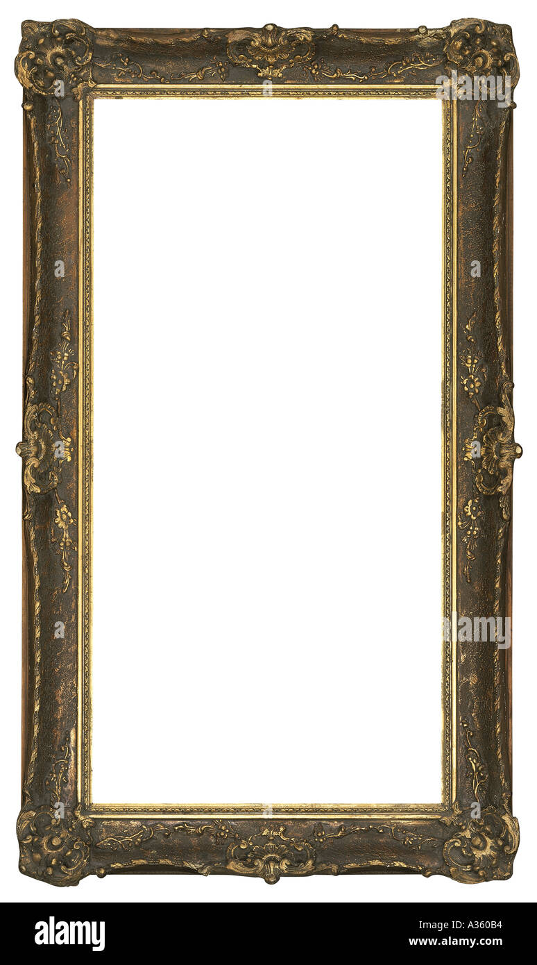 A vertical gold gilded rectangular decorative ornate antique frame ...