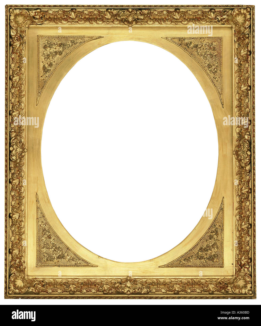 A vertical gold gilded rectangular decorative ornate antique frame with ...
