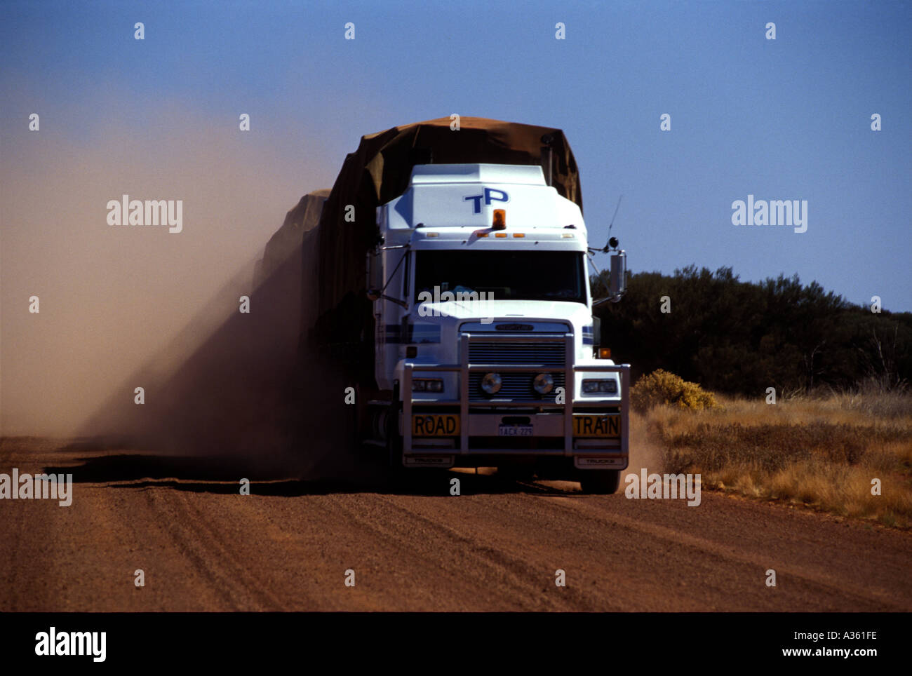 Road Train in Dust 0169 Stock Photo - Alamy