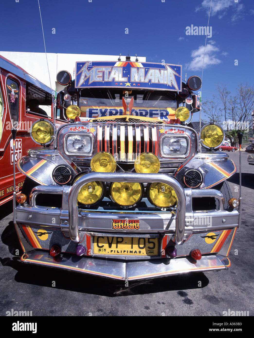 A jeepney, public transport in the Philippines, in Subic Bay, Luzon, in ...
