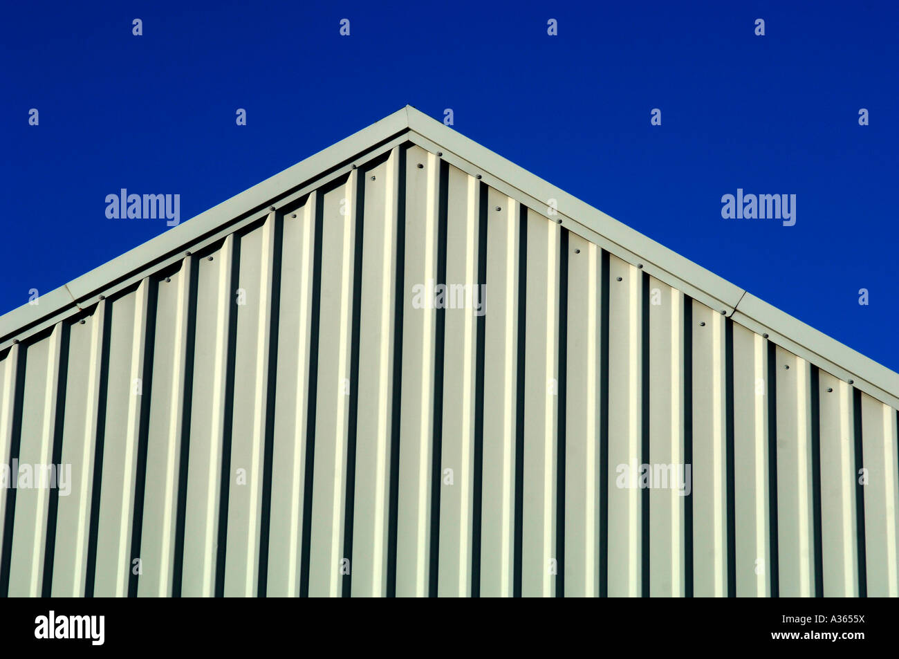 Exterior Closeup View Of A Modern Corrugated Industrial Building Stock ...