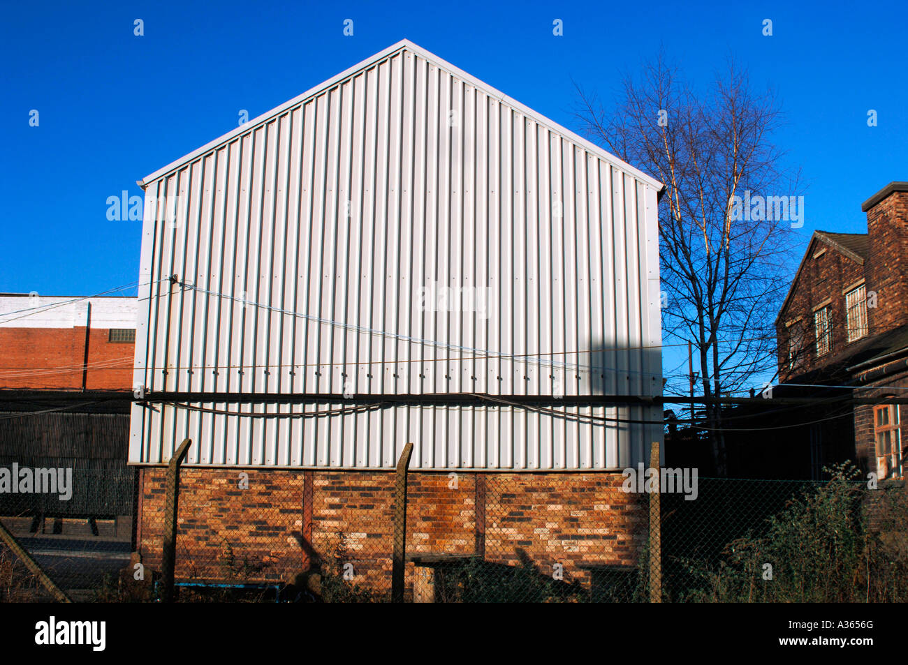 Exterior View Of A Modern Corrugated Industrial Building Stock Photo ...