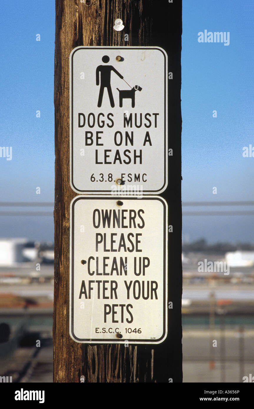 Signs in El Segundo, California urging dog owners to follow existing ...