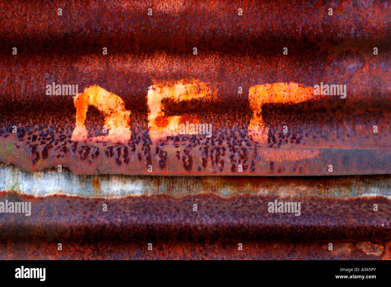 Rusted Corrugated Sheets, With Letters Scratched Onto The Surface Of ...